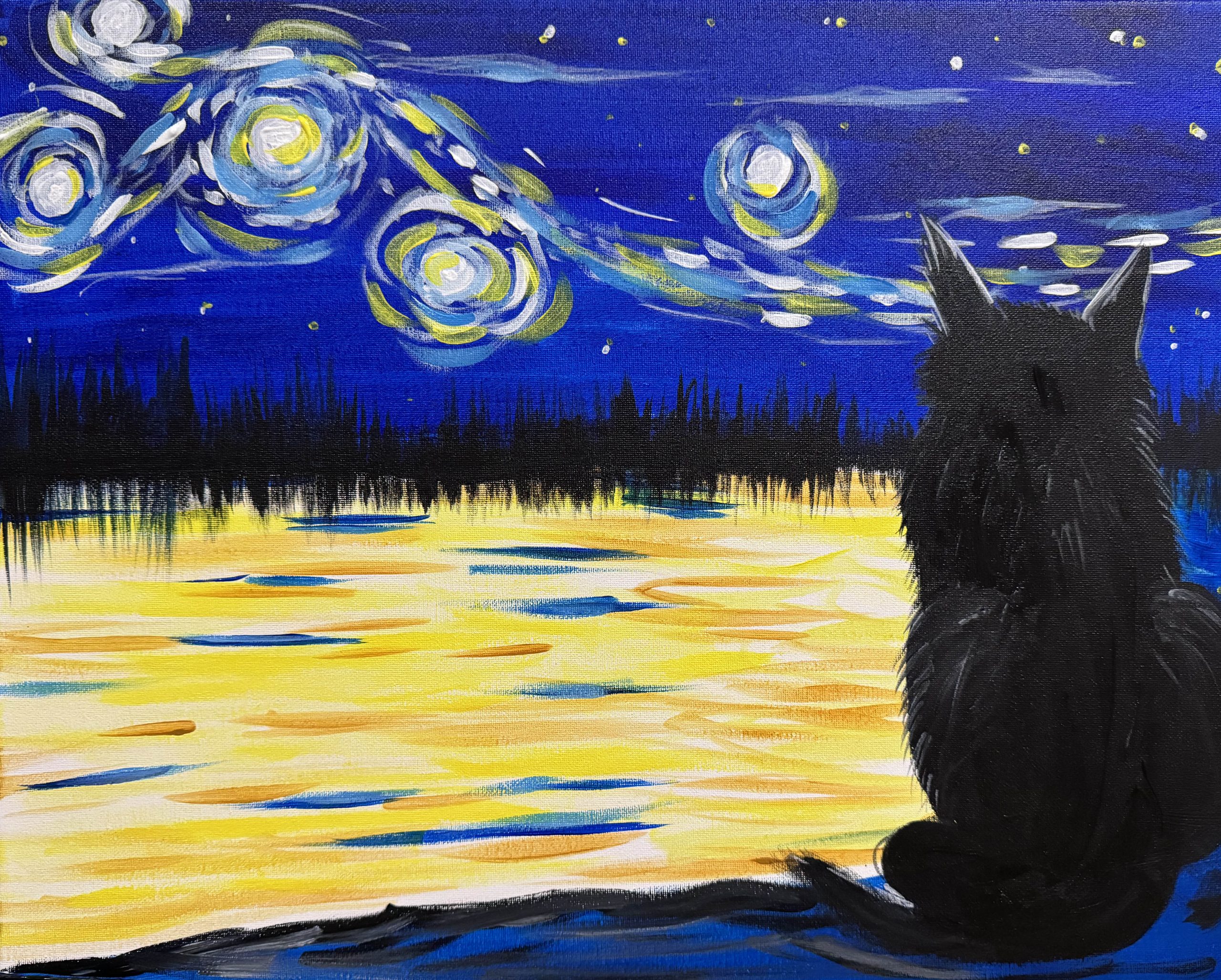 STURBRIDGE: Starry Night Black Cat Sip 'n Paint - Rapscallion